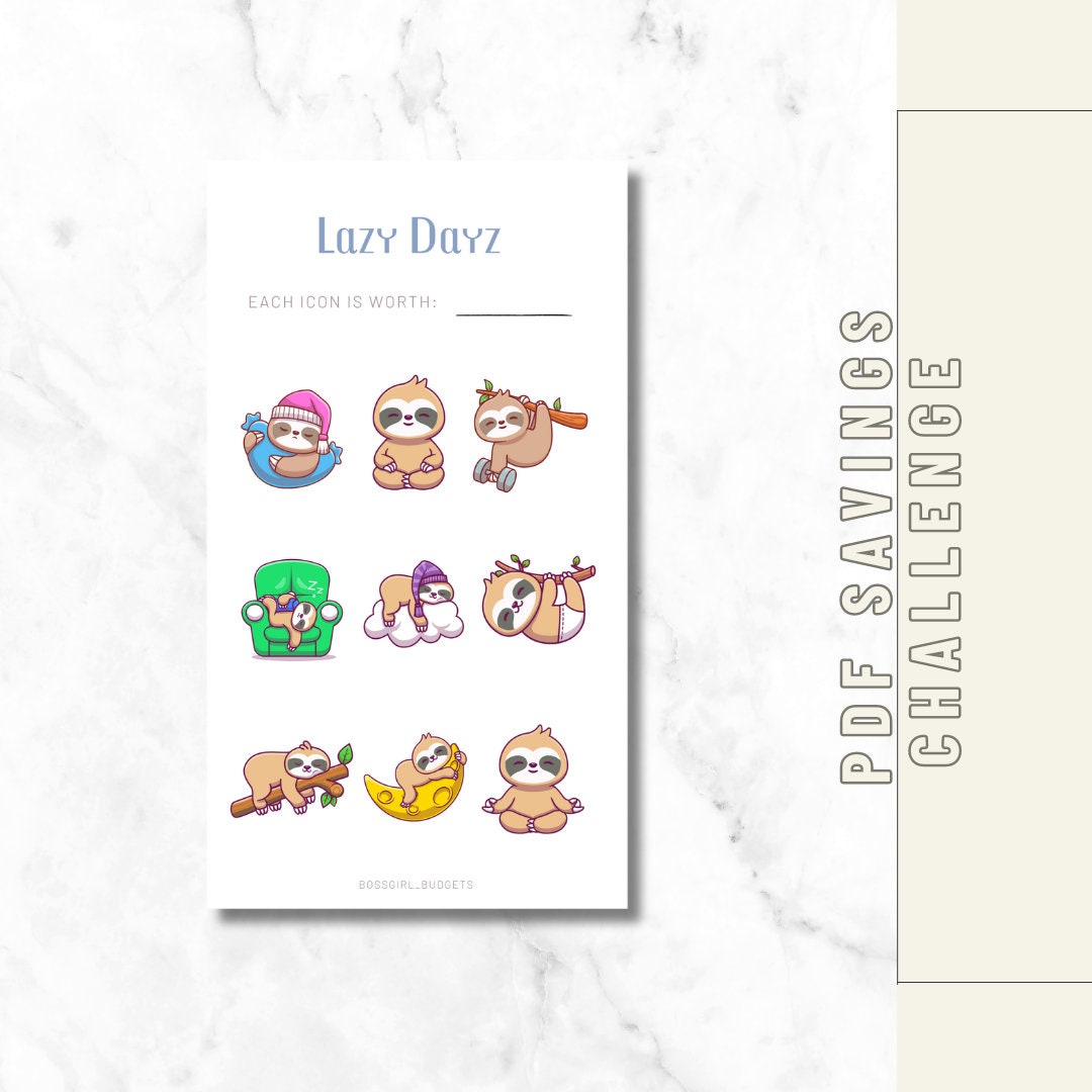Lazy Days Savings Challenge | Printable A6 and A4 | PDF Download ...
