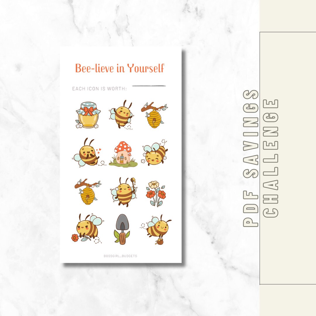 Bee-lieve in Yourself Savings Challenge | Printable A6 and A4 | PDF ...