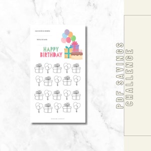 Birthday Savings Challenge | Printable A6 and A4 | PDF Download ...