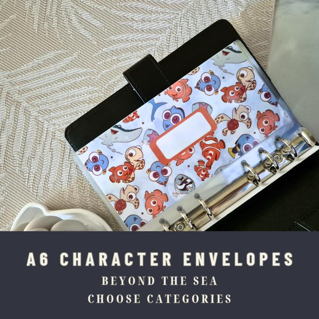 Cash Envelopes Classic | Character Sea Theme | A6 Size | Clear Back ...