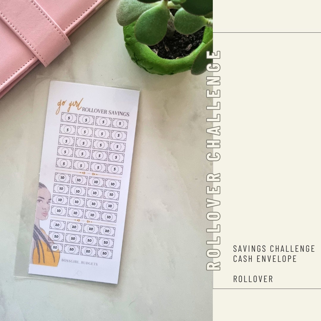 Rollover Savings Challenge Tracker Budgeting Laminated Envelope or ...