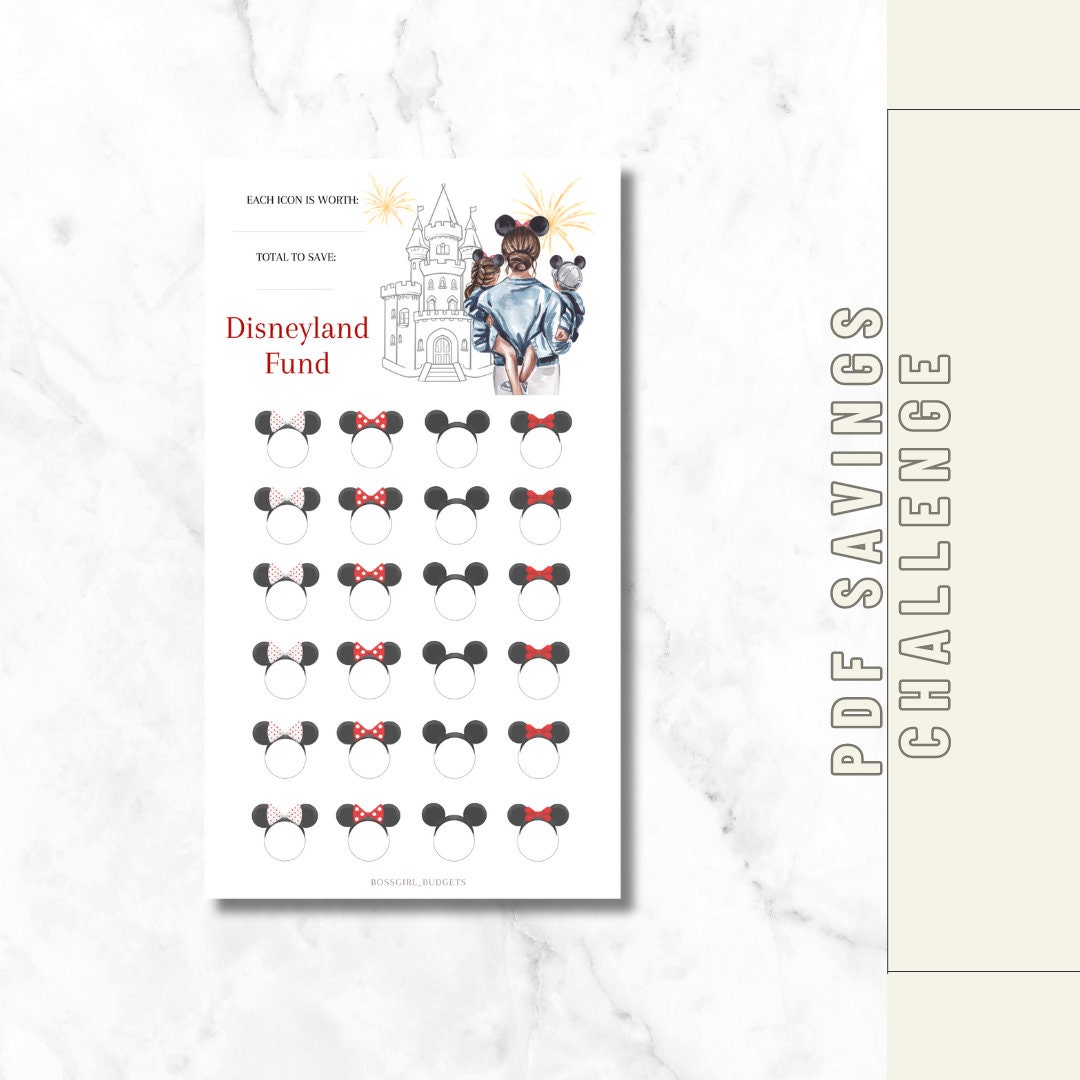 Disneyland Savings Challenge | Printable A6 and A4 | PDF Download ...