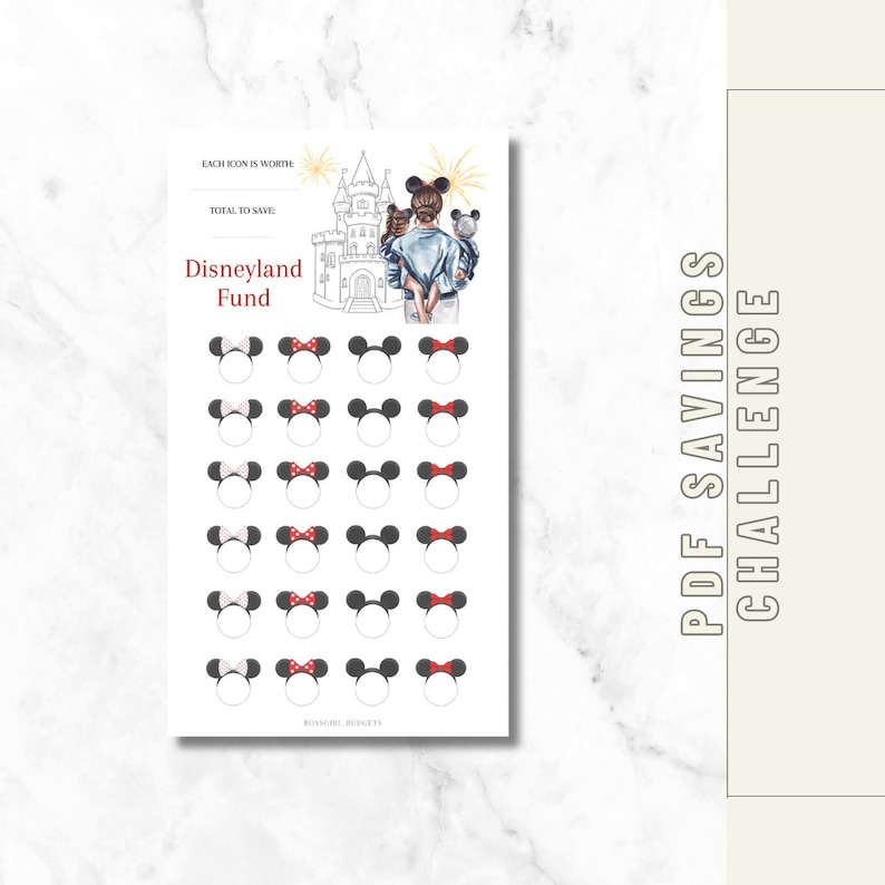 Disneyland Savings Challenge | Printable A6 and A4 | PDF Download ...