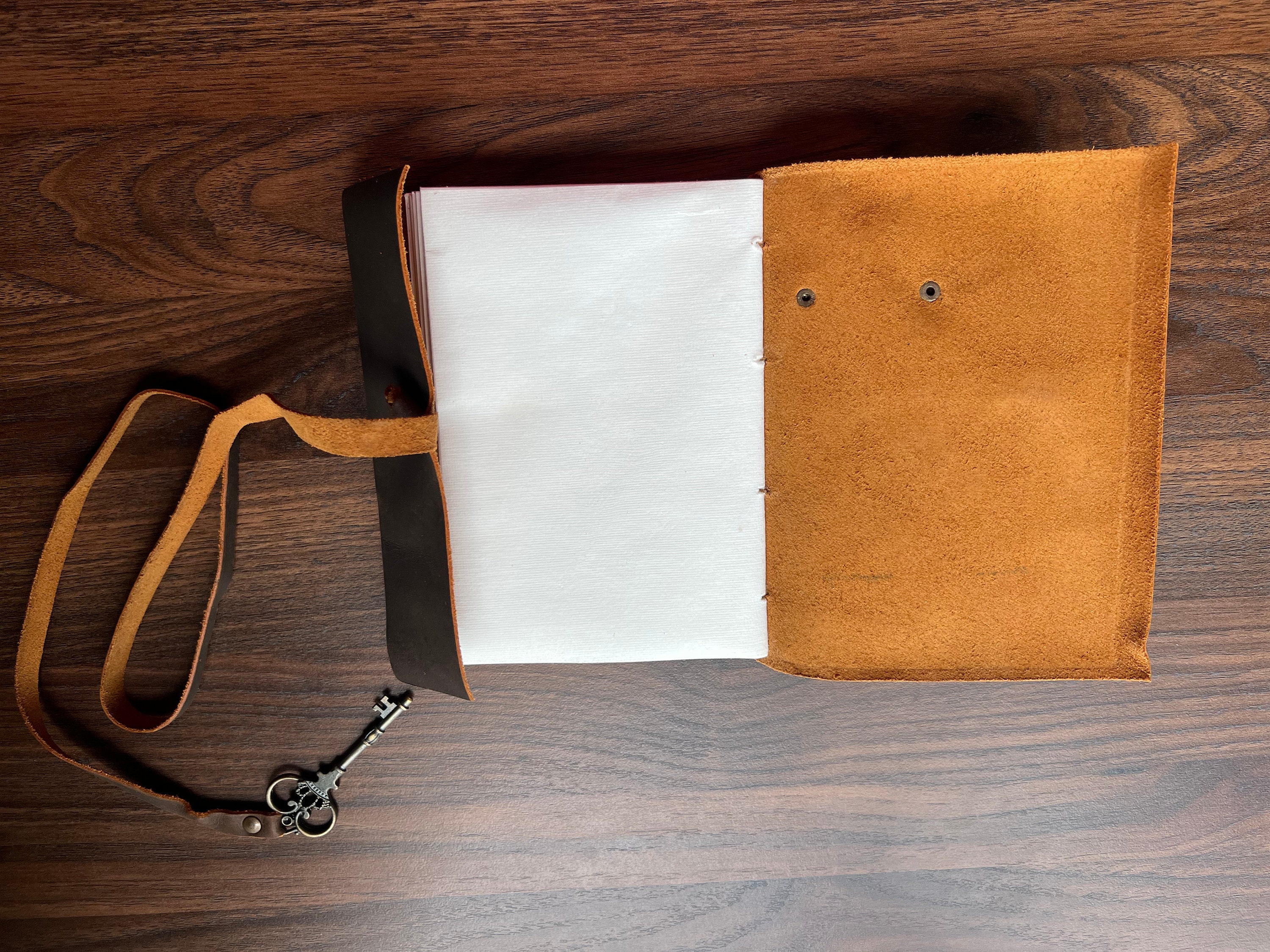 Personalized Genuine Leather Journal With Leather Strap and Key, Custom ...