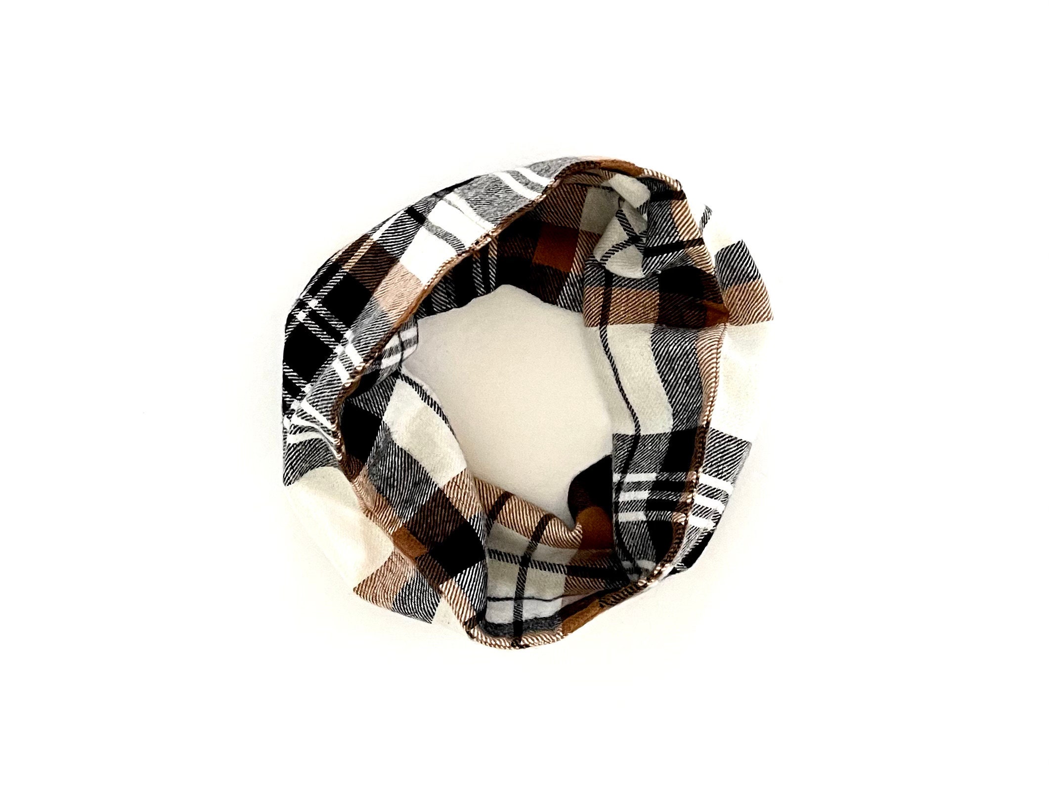 Brown Plaid Scarf. Unisex Flannel Scarf in Single Loop Infinity Style ...