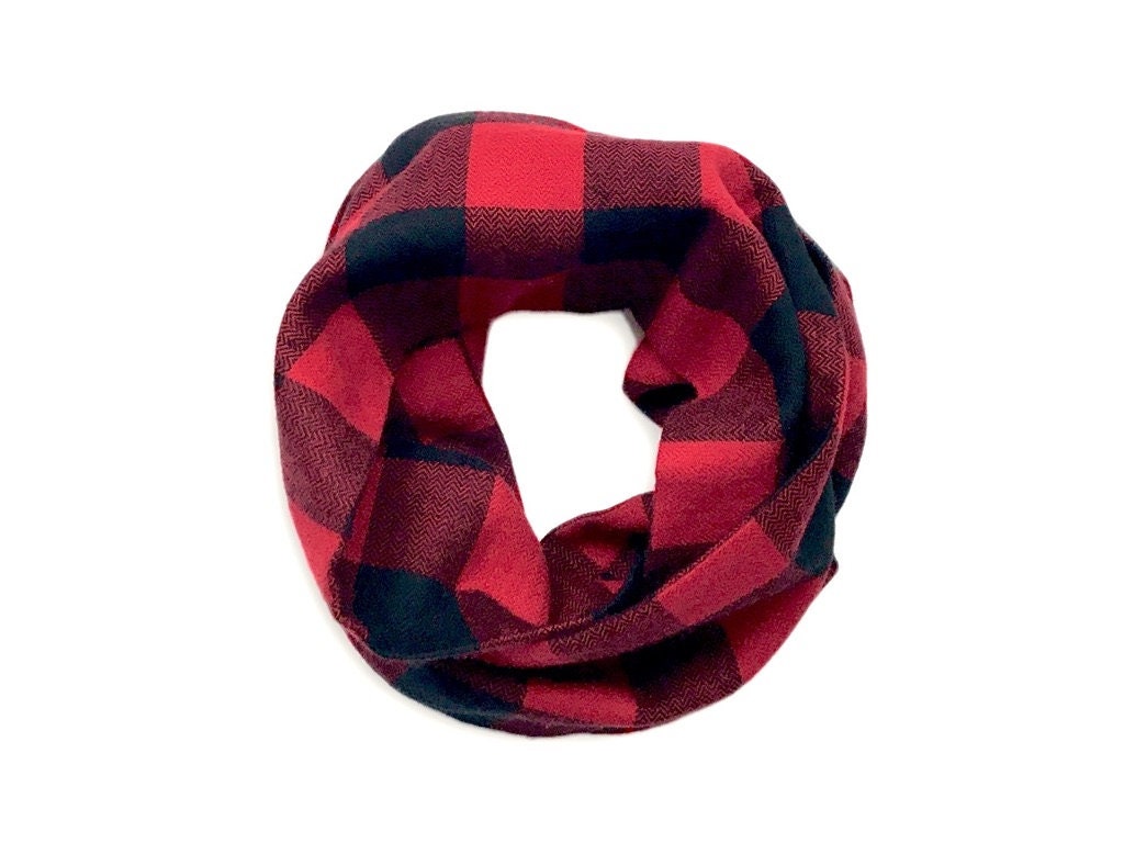 Black and Red Plaid Scarf. Unisex Flannel Scarf in Double or Single ...