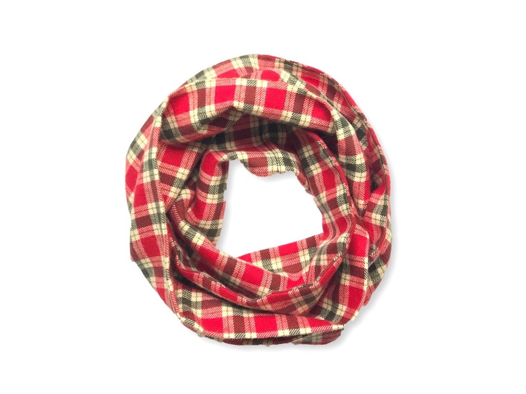 Red Plaid Scarf. Unisex Flannel Scarf in Double or Single Loop - Etsy