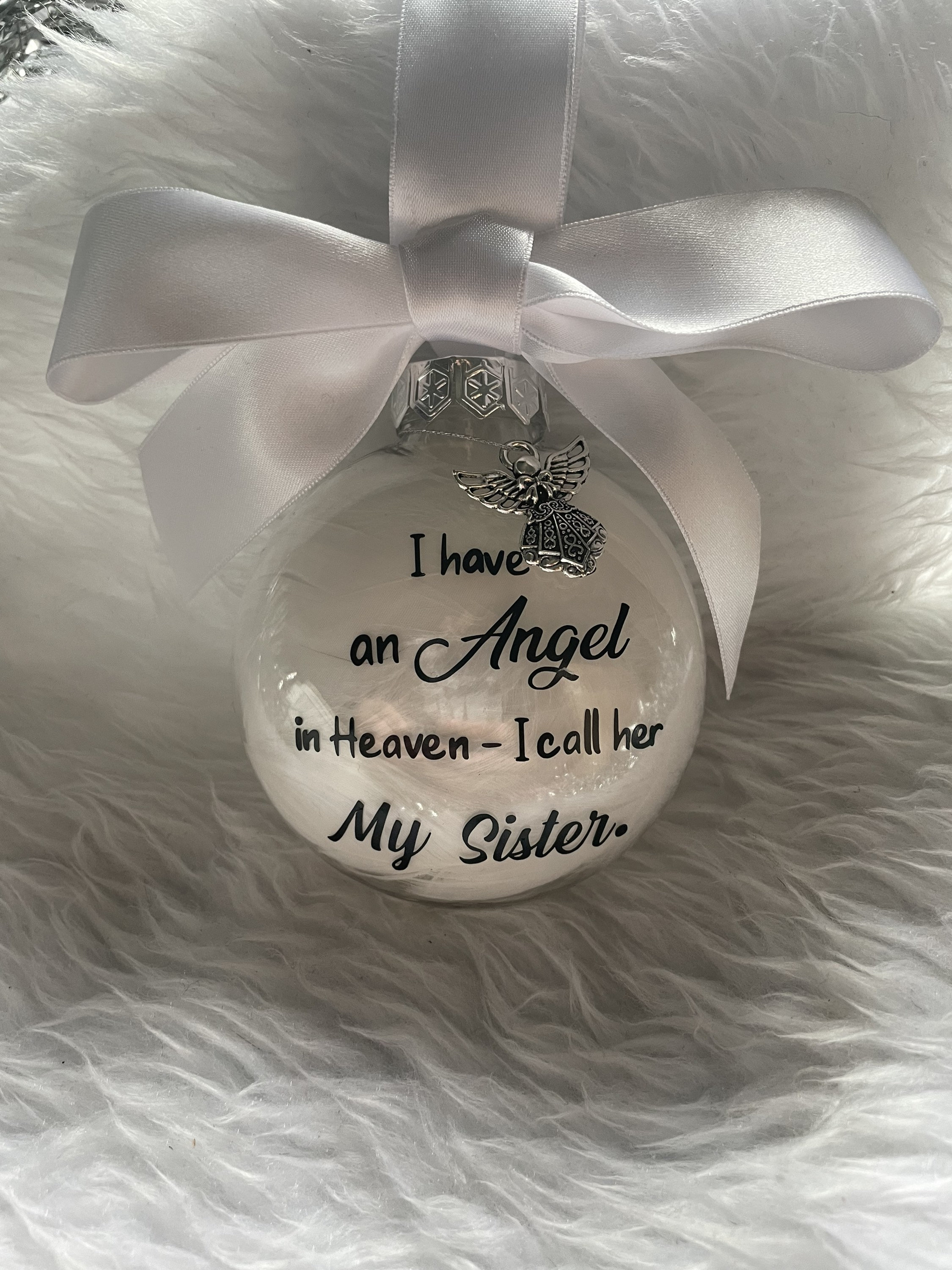 I Have an Angel in Heaven Bauble, Feather Filled Bauble,christmas Tree ...