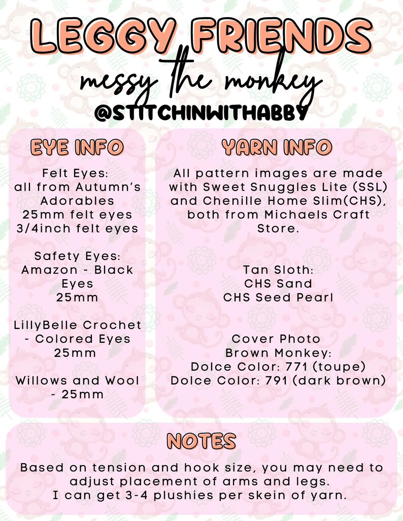 Messy the Monkey/monkey Crochet Pattern/low Sew Crochet Pattern - Etsy