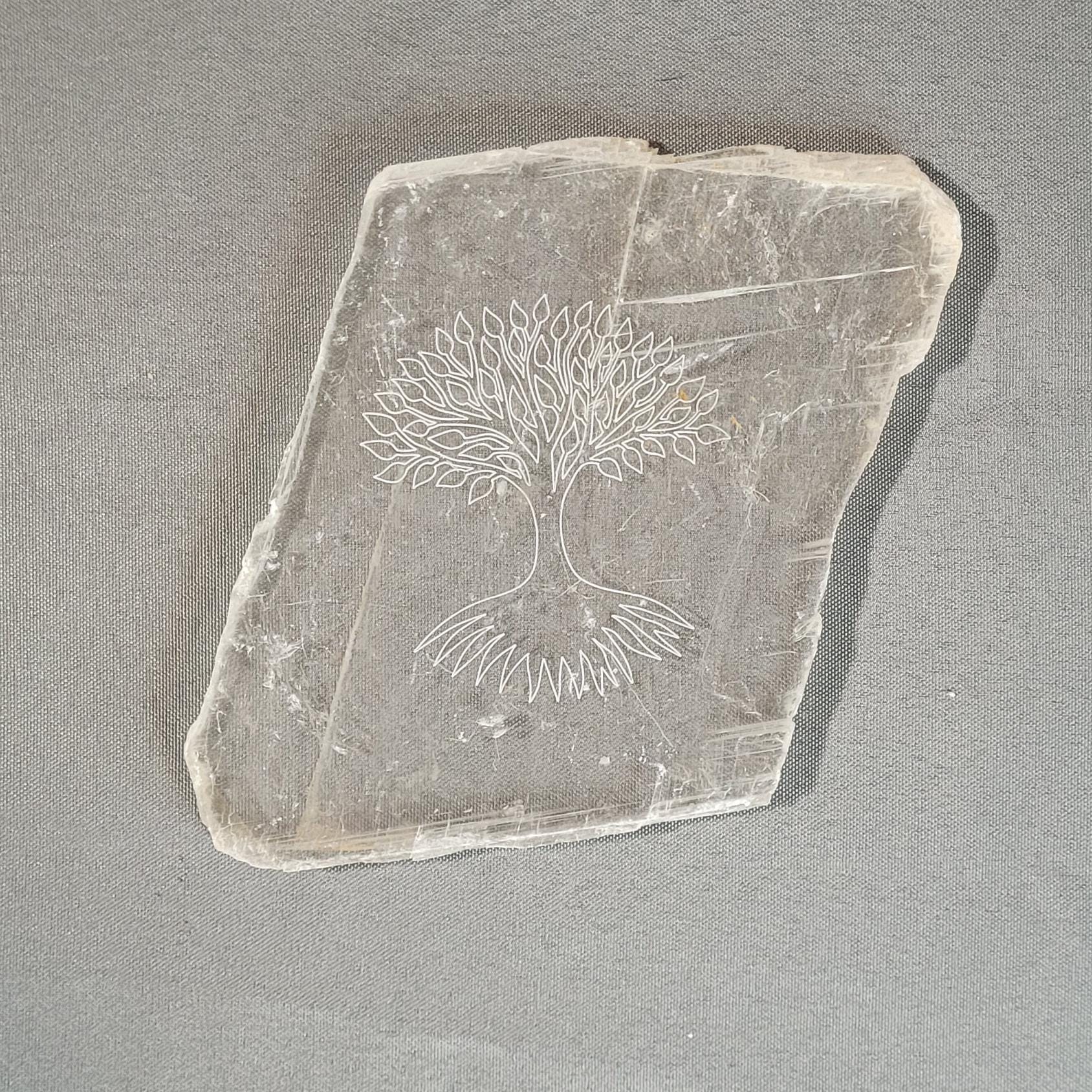 Selenite Cleansing Slab/plate With Etching: Tree of Life OR Mandala - Etsy
