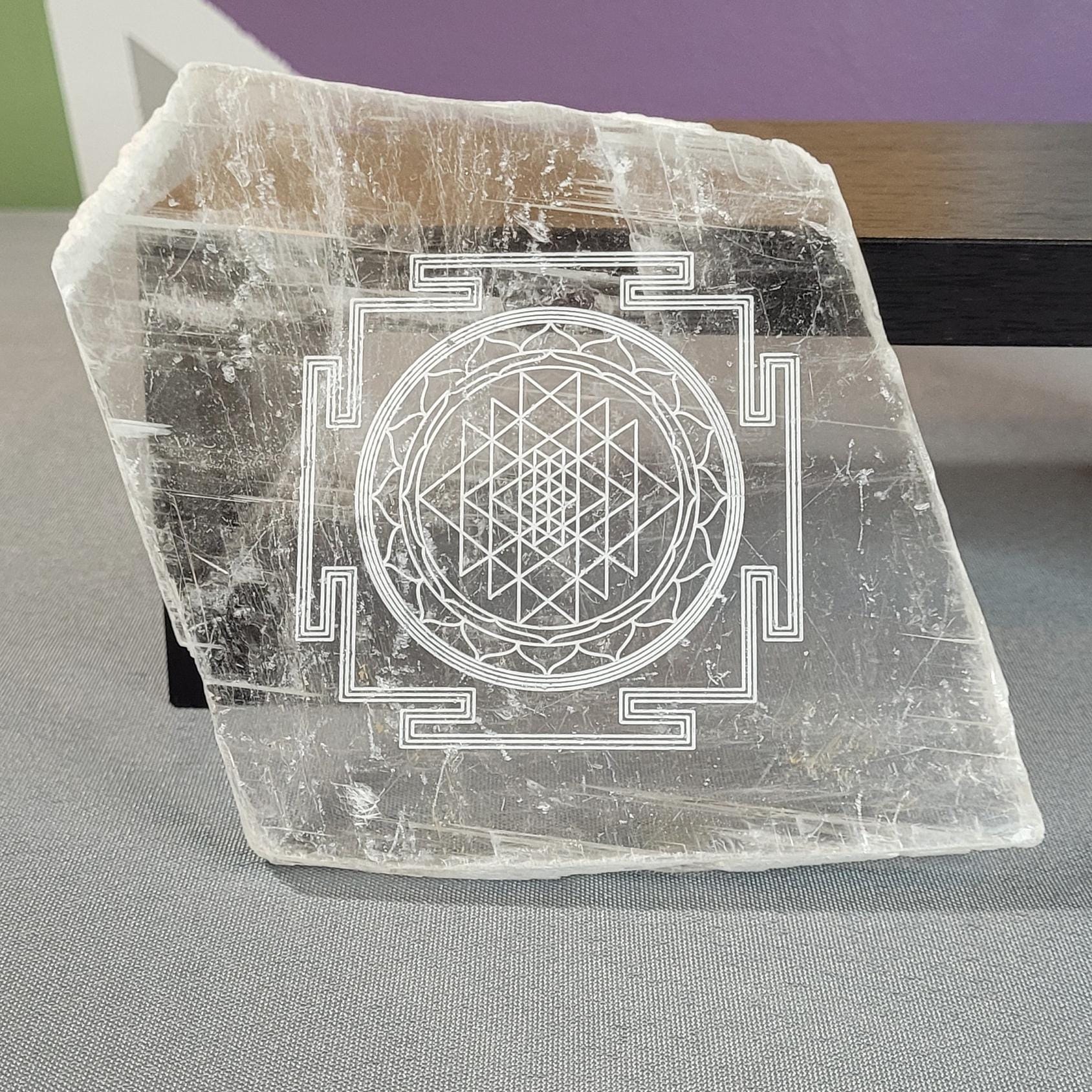 Selenite Cleansing Slab/plate With Etching: Tree of Life OR Mandala - Etsy
