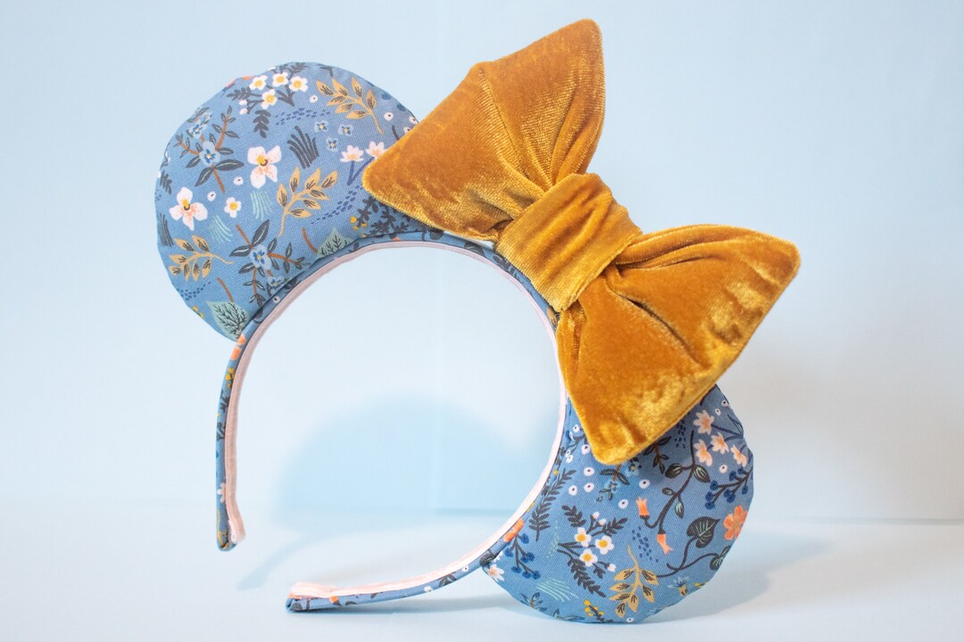 Rifle Paper Minnie Ears Floral With Mustard Velvet Oversized Bow ...