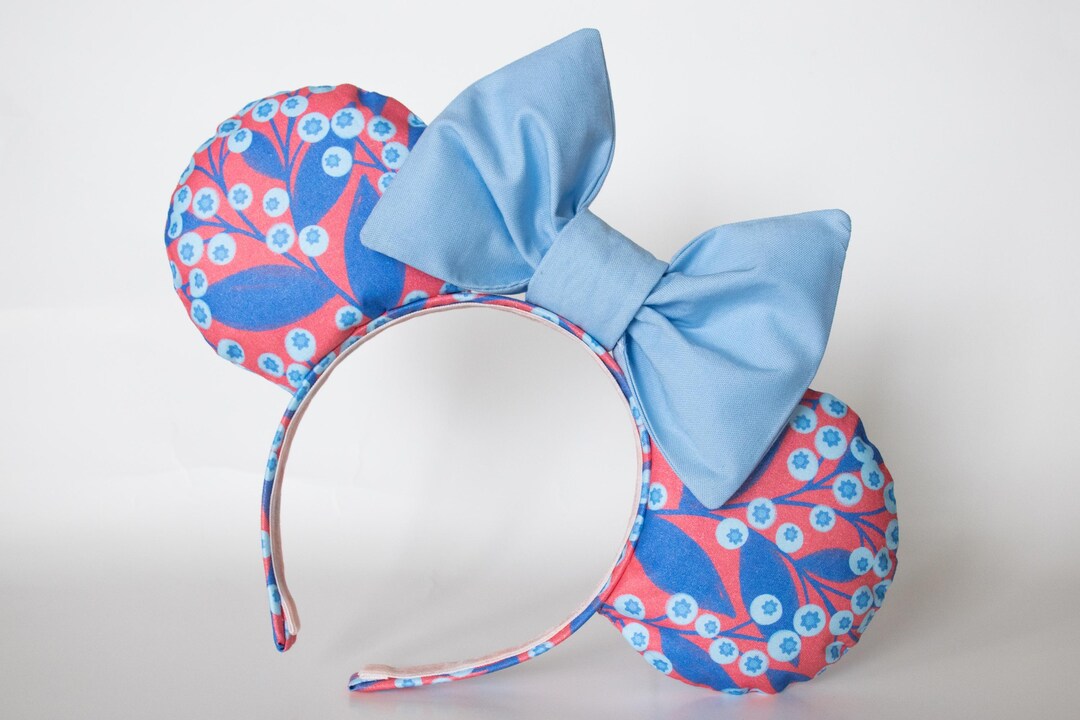 USA Minnie Mouse Ears: Baby Blue Bow, Blueberry Print - Fourth of July ...
