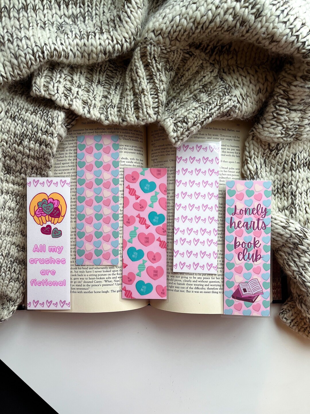 Heart Bookmarks for Readers Candy Hearts Lonely Hearts - Etsy