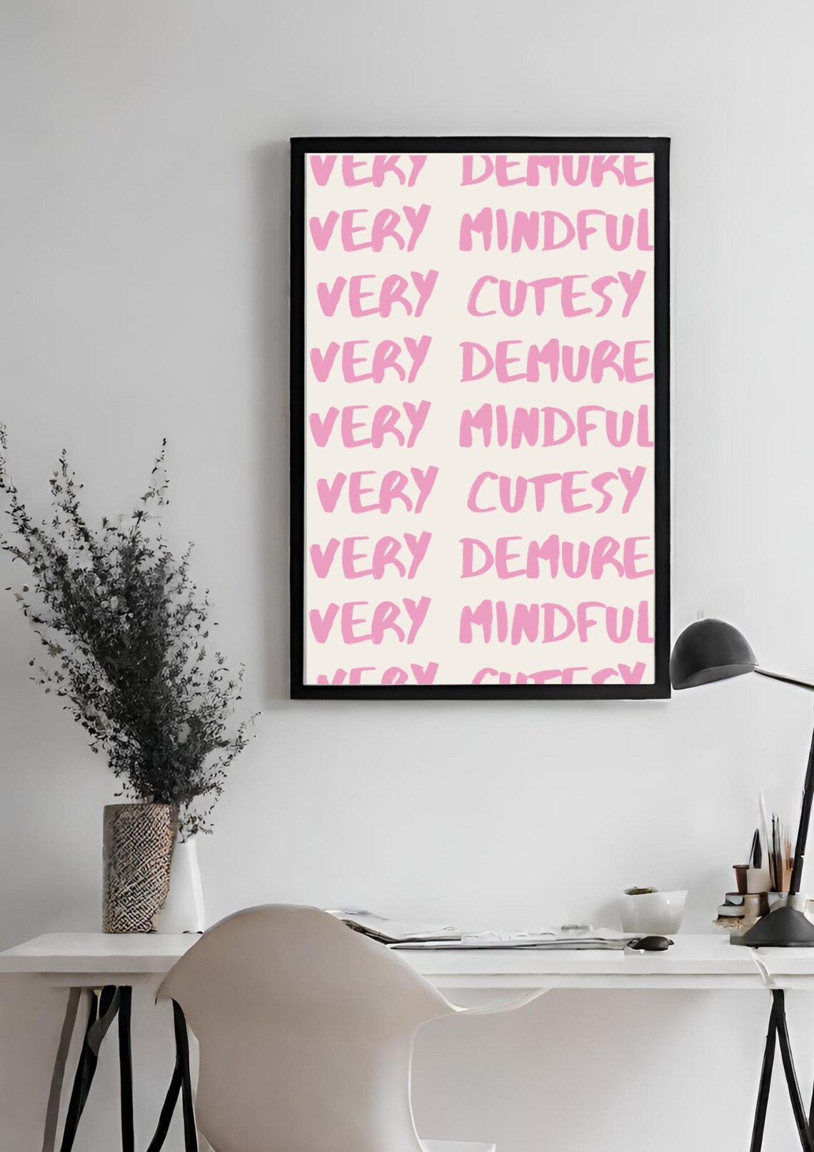 Very Demure, Very Mindful, Very Cutesy" Repeated Typography Print ...