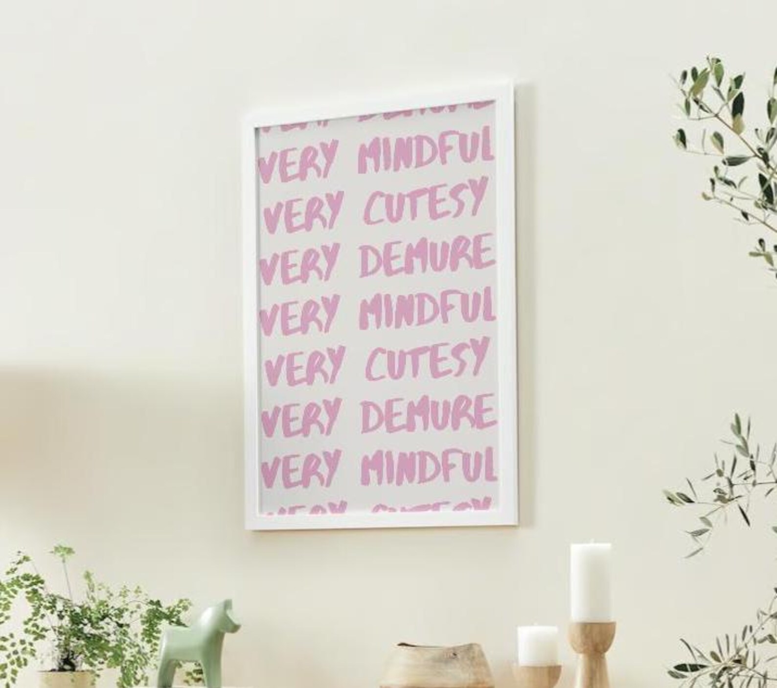 Very Demure, Very Mindful, Very Cutesy" Repeated Typography Print ...