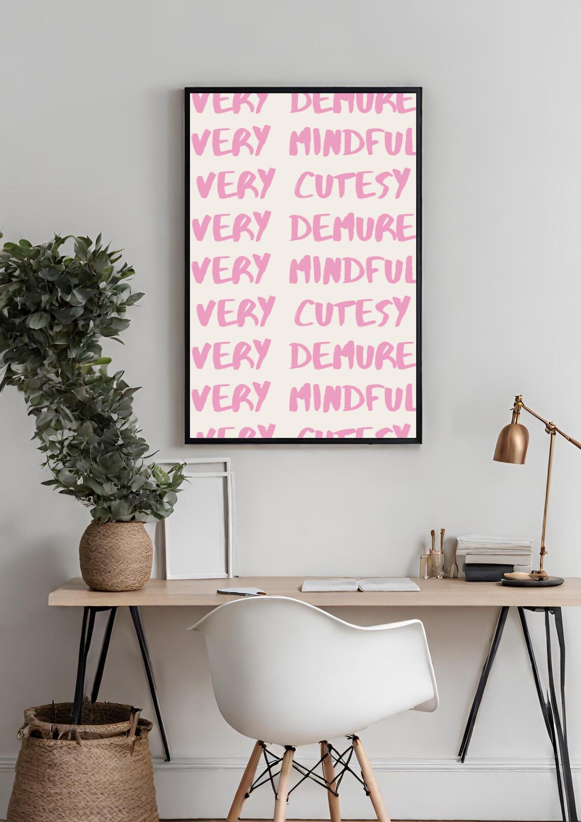 Very Demure, Very Mindful, Very Cutesy" Repeated Typography Print ...