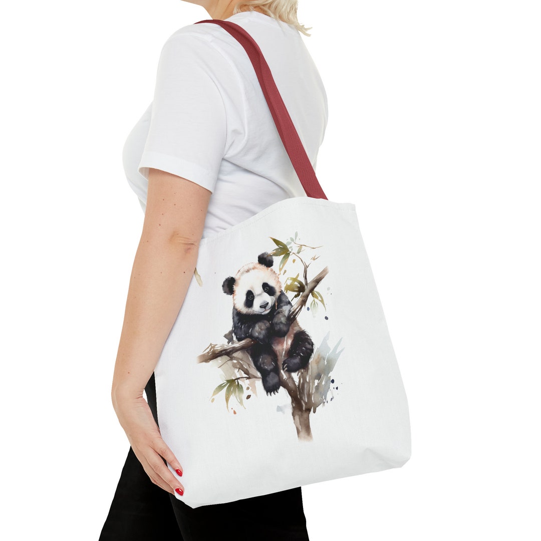 Tote Bag Watercolor Cute Panda Design, Accessory for Moms, Students ...
