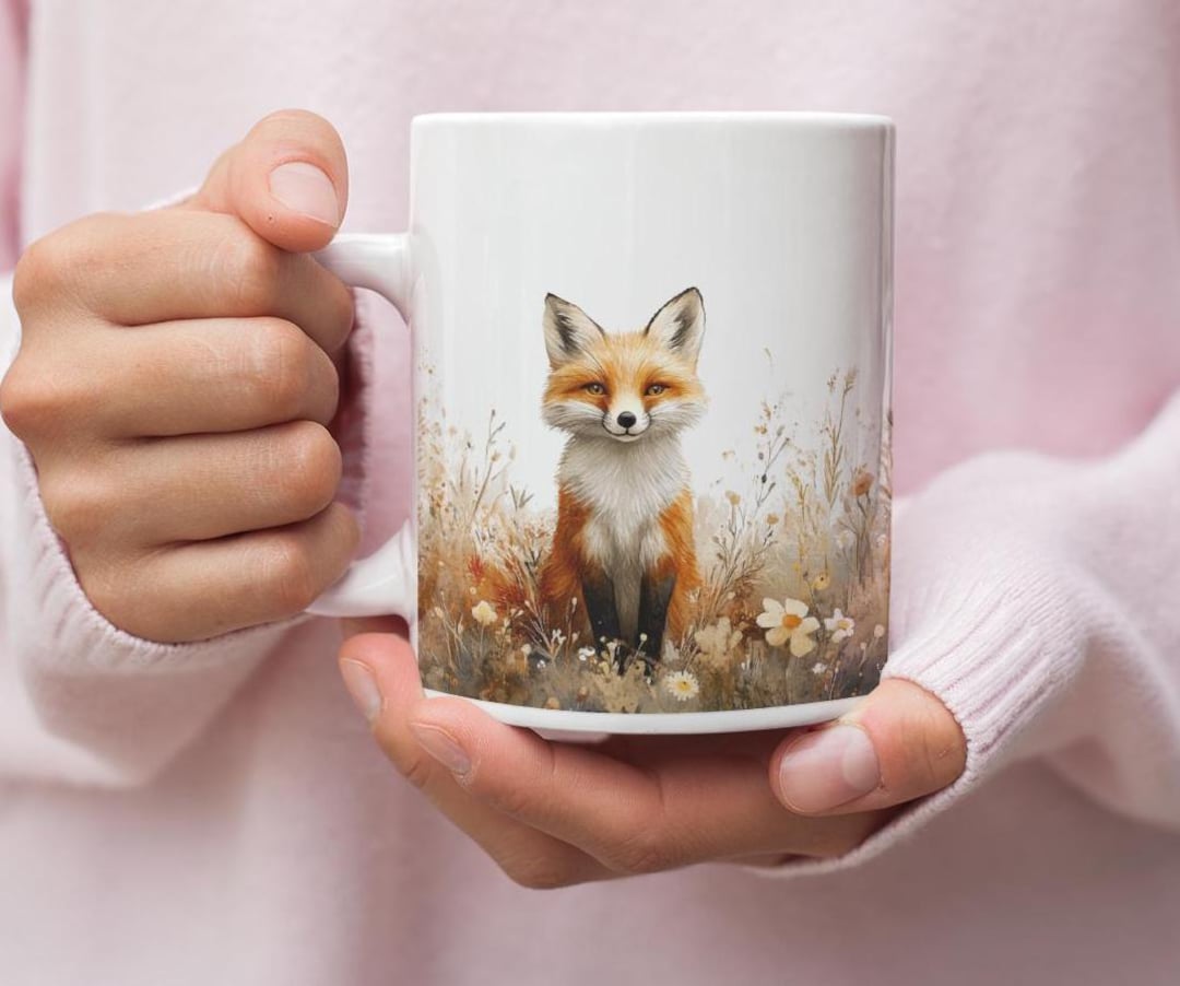 Whimsical Red Fox Pair Ceramic Mug Rustic Wildlife Art Ceramic Cup ...