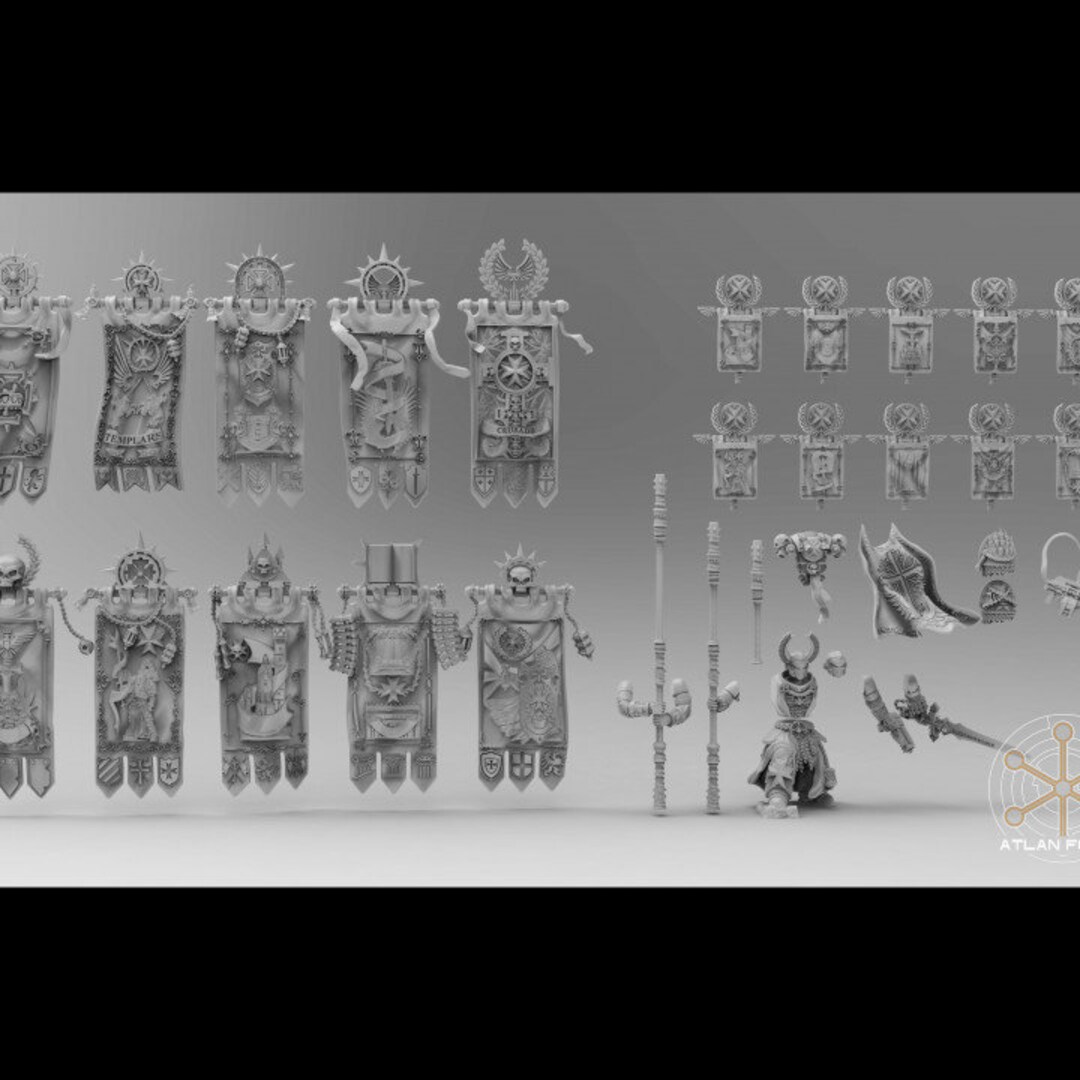 Templar War Banners 20 Standard Atlan Forge/sci-fi/tabletop Miniatures ...