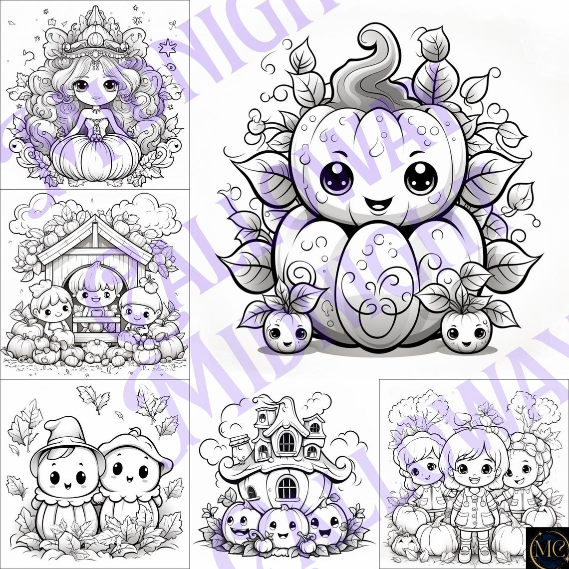 Fall Harvest Pumpkins Coloring Pages | Autumn Coloring Sheets | 10 ...