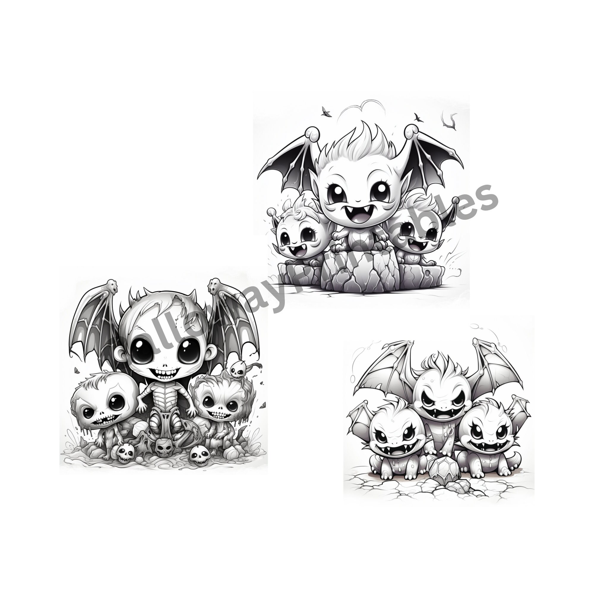 Creepy Bats Coloring Pages: Spooky Halloween Fun (digital Printable ...