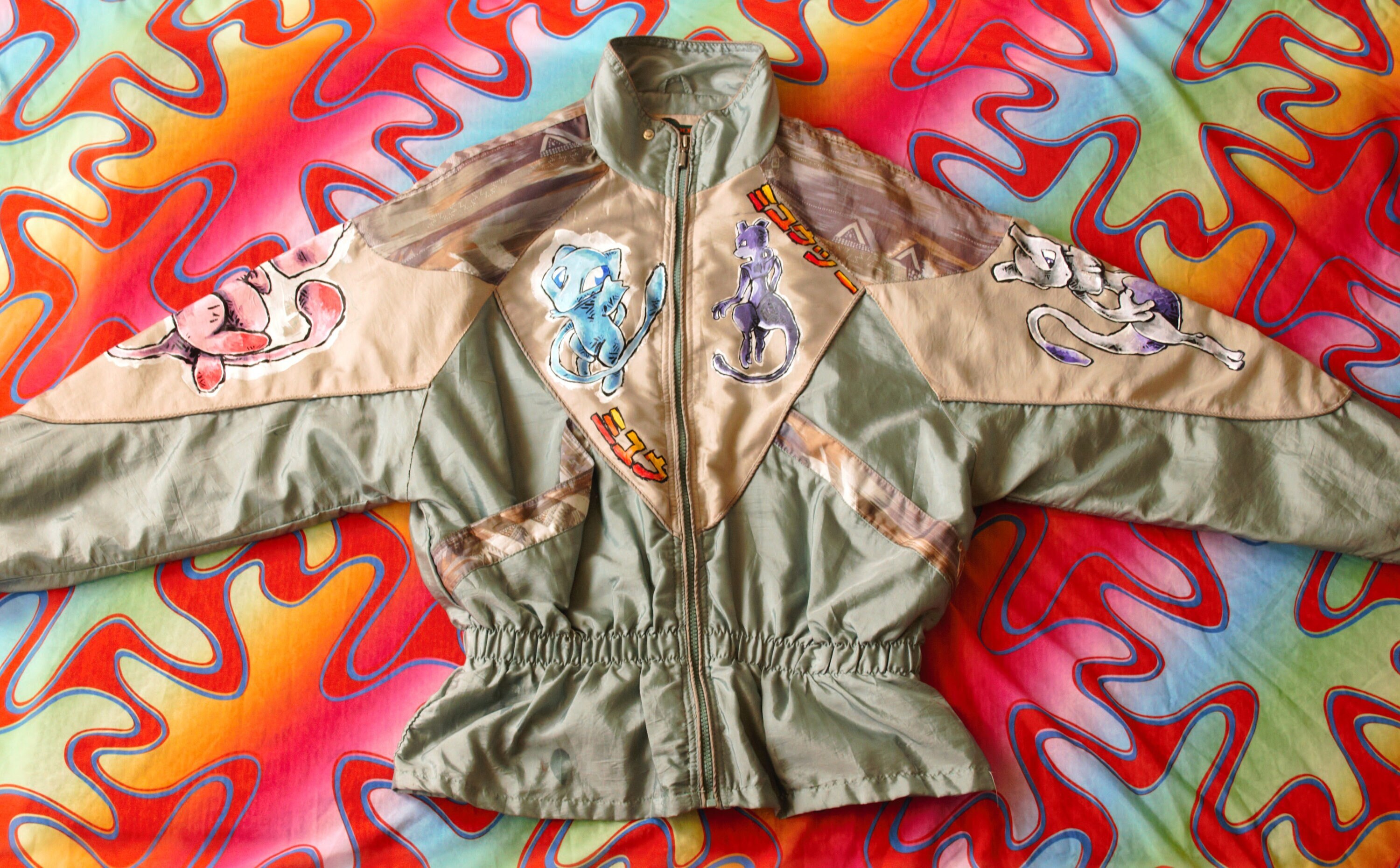 Custom 90's Pokemon Mewtwo Mew Trading Card Handpainted Jacket - Etsy