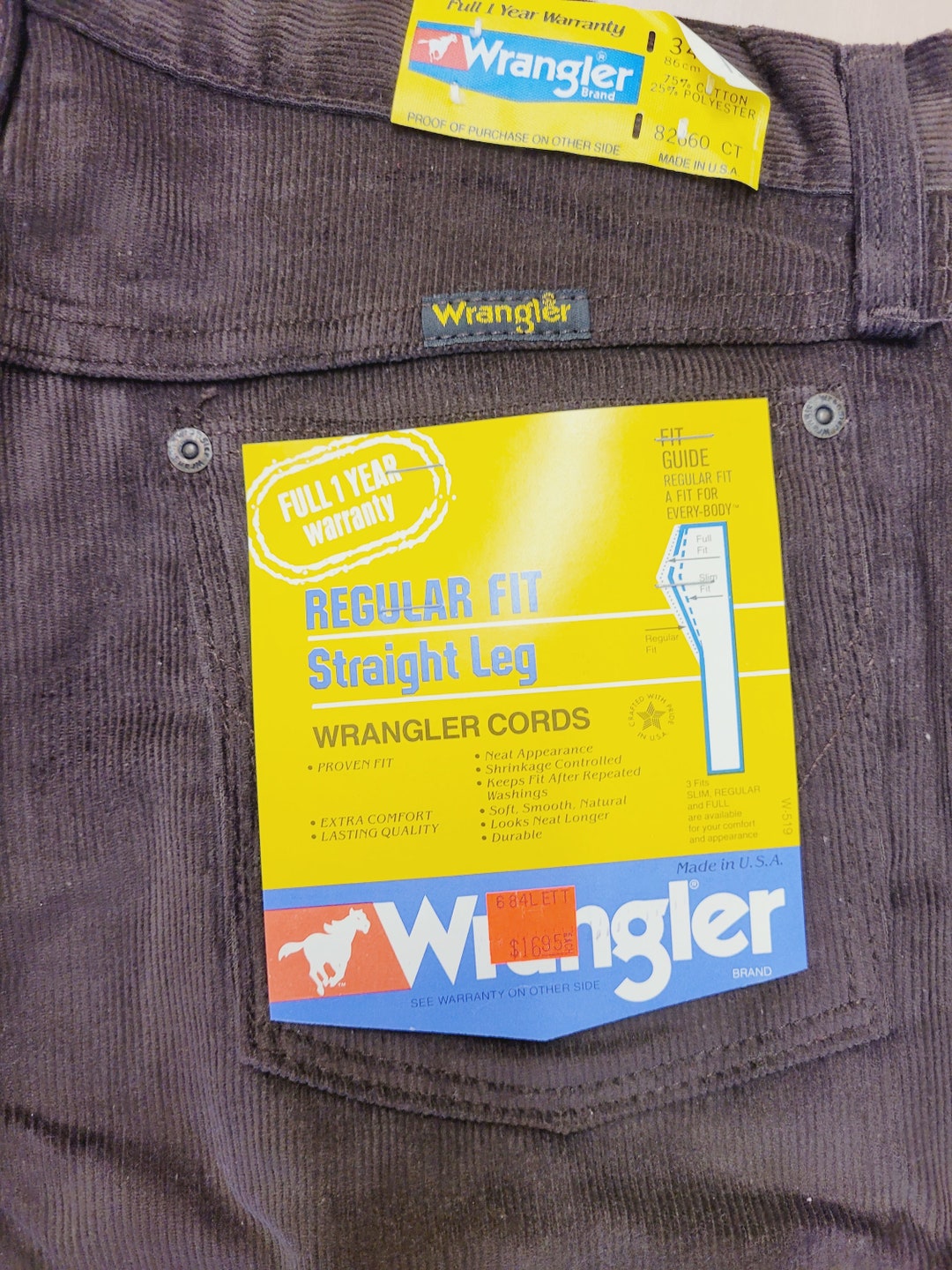 Vintage 1970s Wrangler Cords Dark Brown Straight Leg Unisex - Etsy