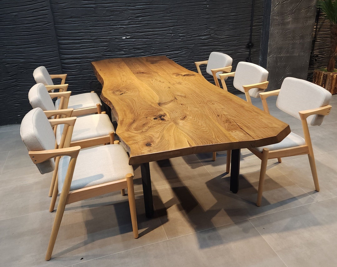 Living Edge Dining Table Real Walnut Wood All Natural Log - Etsy