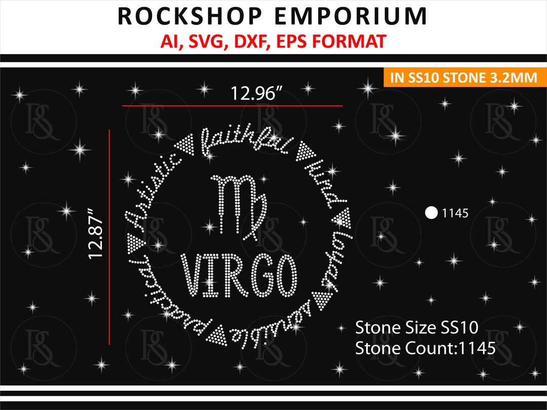Rhinestone Svg Template Virgo Zodiac Svg Digital Download - Etsy