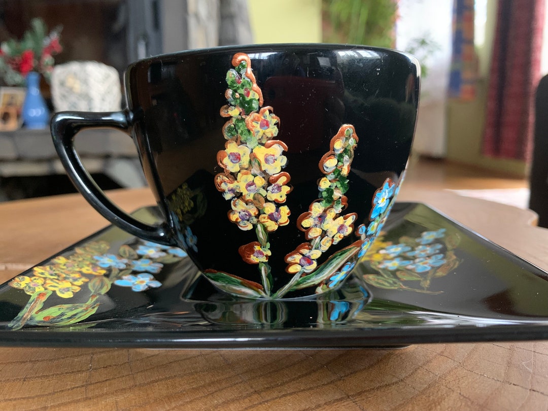 Hand-painted Porcelain Cup With Wild Flowers - Etsy