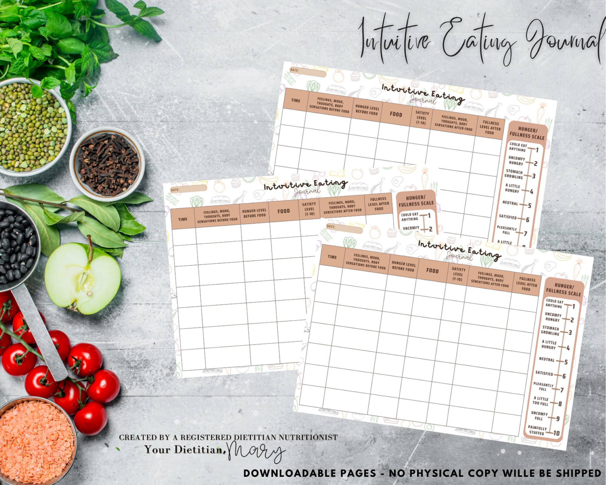 Printable Food Journal | Intuitive Eating Journal | Non-diet Journal - Etsy