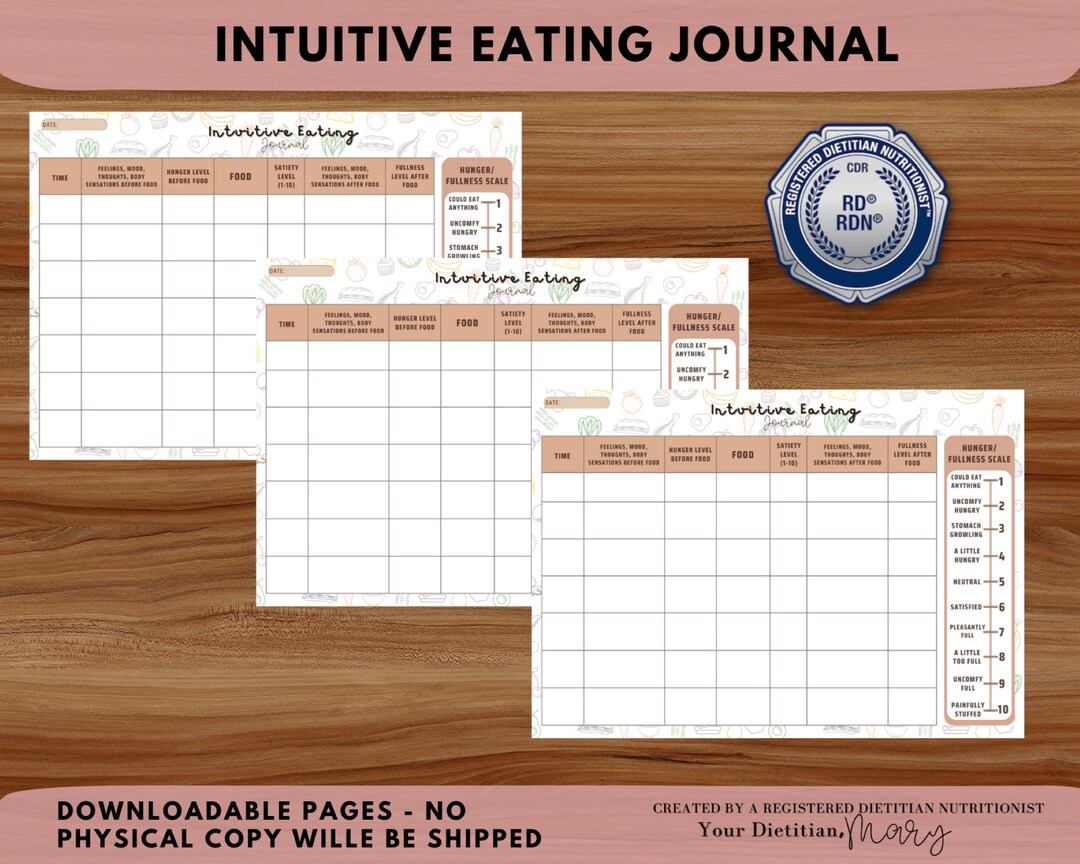 Printable Food Journal | Intuitive Eating Journal | Non-diet Journal - Etsy