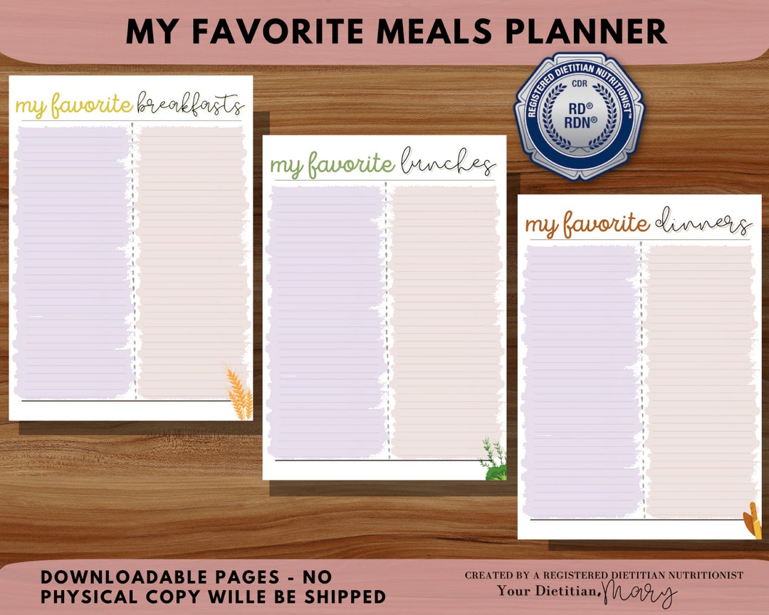 Printable Meal Planner | My Favorite Meals Guide | Meal Plan Guide ...