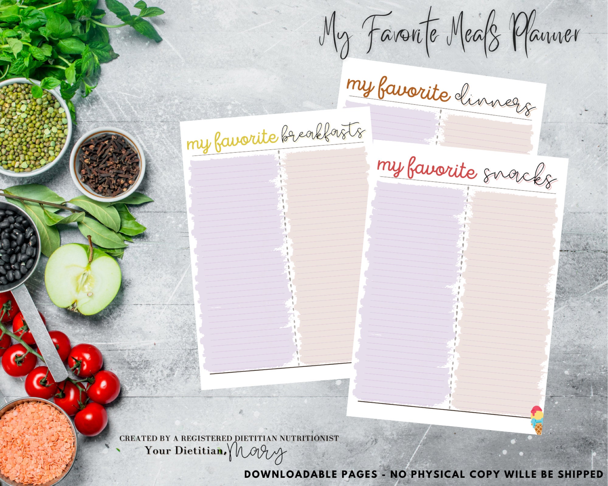 Printable Meal Planner | My Favorite Meals Guide | Meal Plan Guide ...