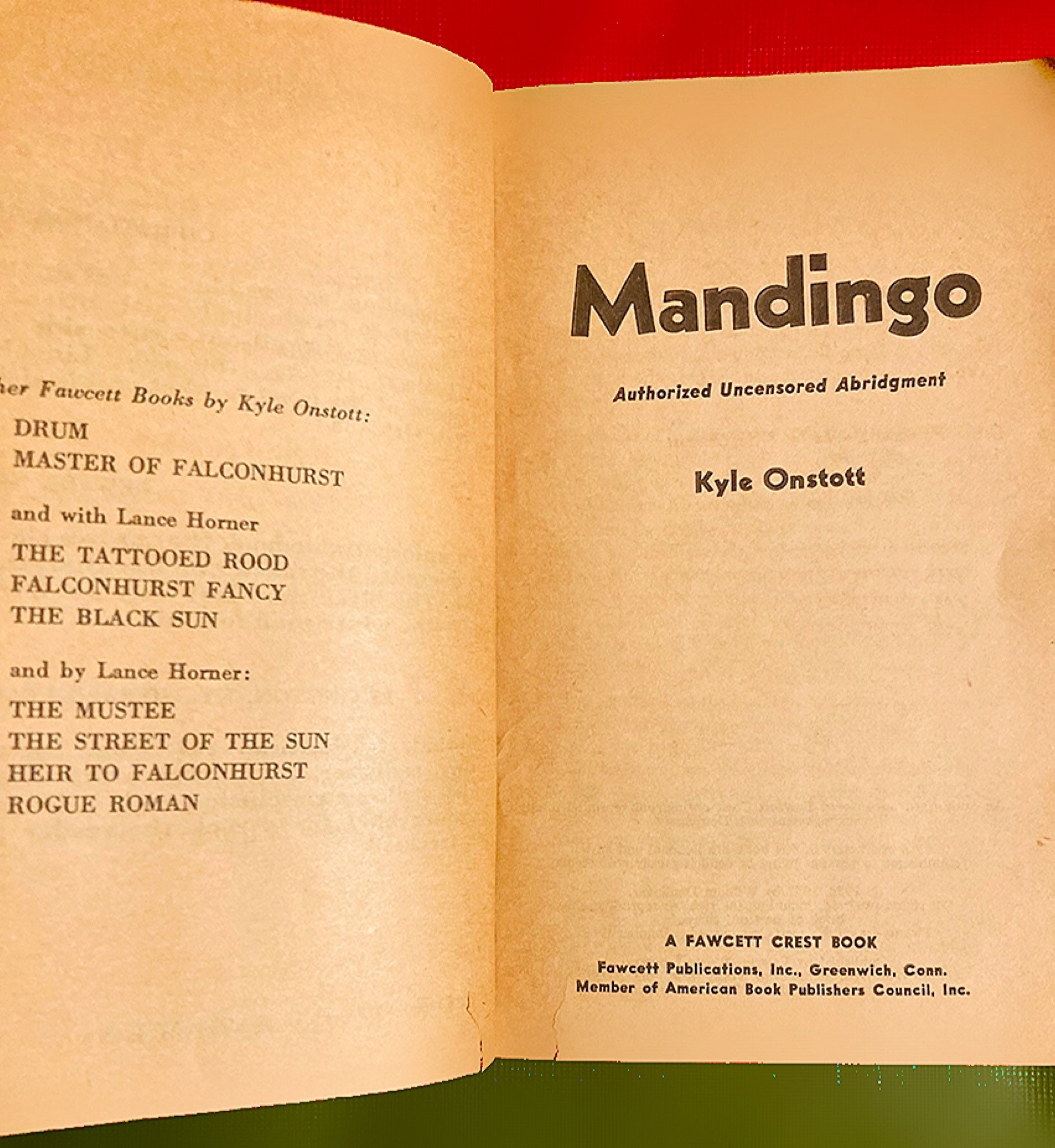 MANDINGO Book: by Kyle Onstott Vintage Collectible 1957 - Etsy