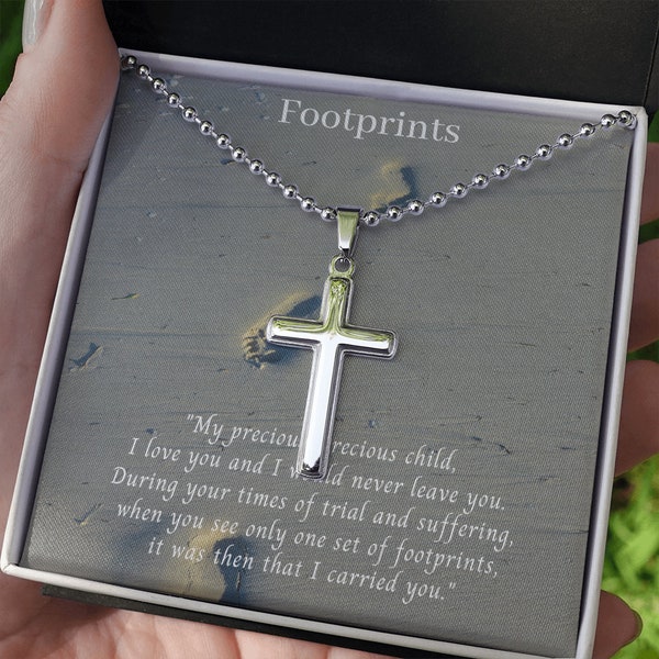 Footprints Cross - Etsy