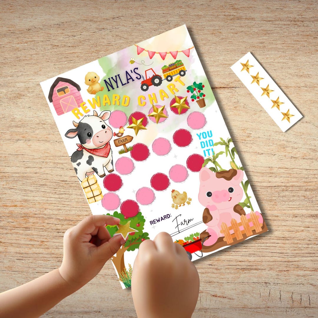 Personalised Reward Chart | Farm Theme Behaviour Chart | A4 / A3 ...