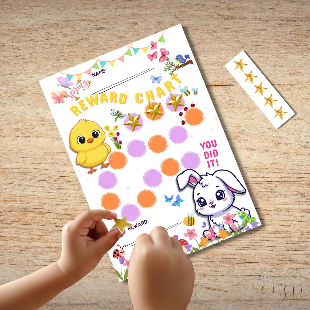 Printable Reward Chart | Easter Spring Time Theme | A4 / A3 Digital ...