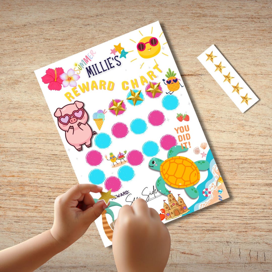 Personalised Reward Chart | Summer Time Theme | A4 / A3 Digital ...