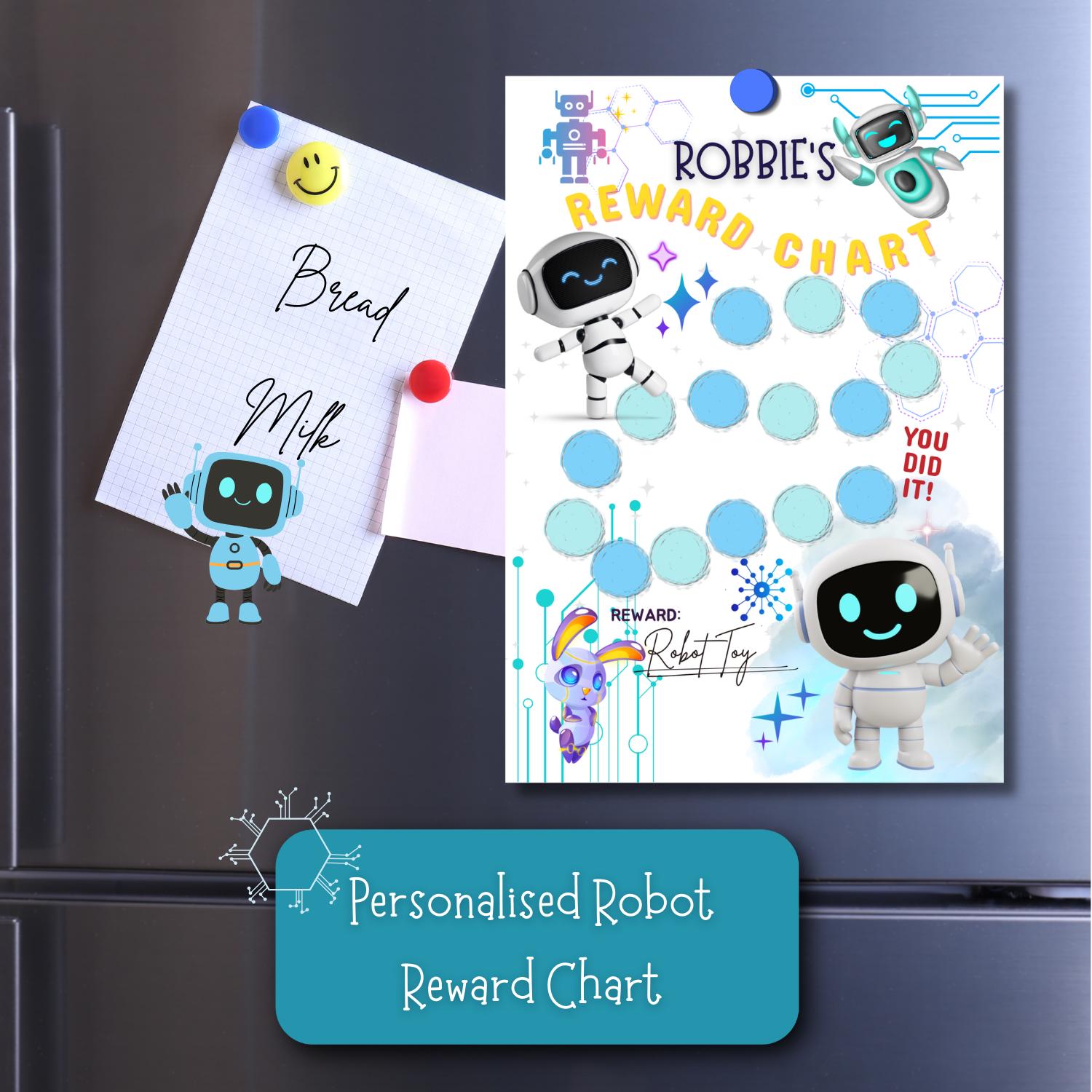 Personalised Reward Chart | Robot Theme Behaviour Chart | A4 / A3 ...