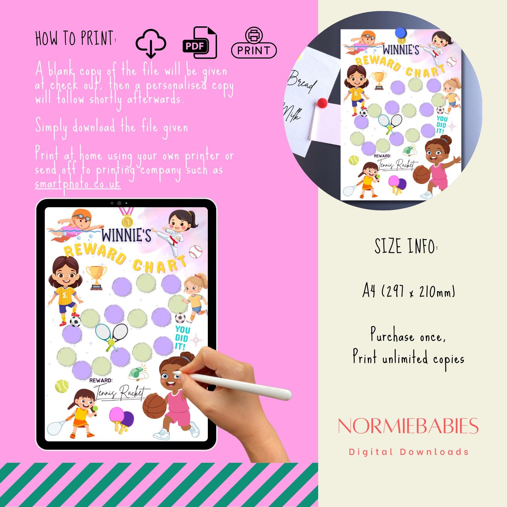 Personalised Reward Chart | Sports Theme Behaviour Chart | A4 / A3 ...
