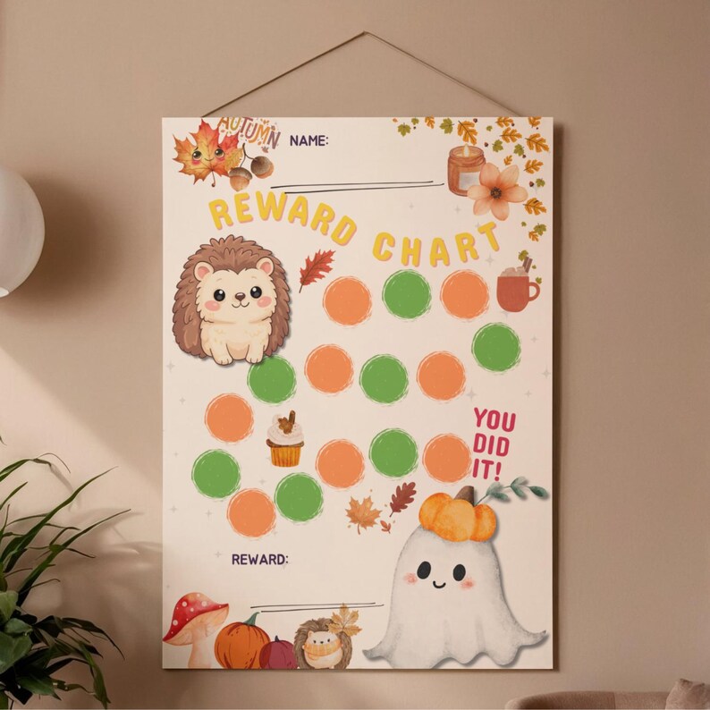 Printable Reward Chart | Autumn Time Theme | A4 / A3 Digital Download ...