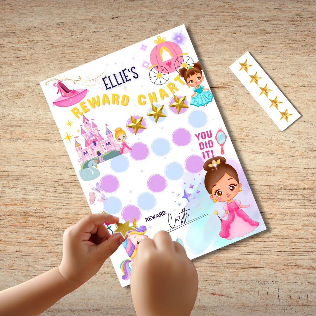 Personalised Reward Chart | Princess Theme | A4 / A3 Digital Download ...