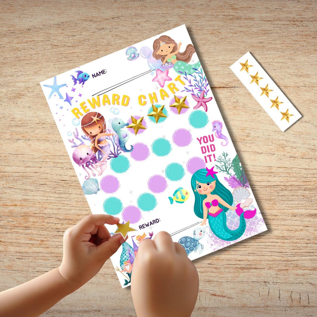Printable Reward Chart | Mermaid Theme | A4 / A3 Digital Download - Etsy