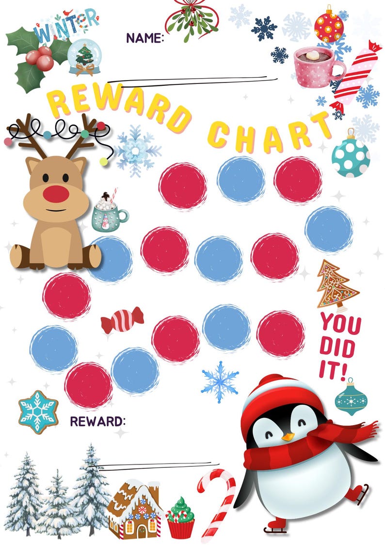 Printable Reward Chart | Winter Time Theme | A4 / A3 Digital Download ...