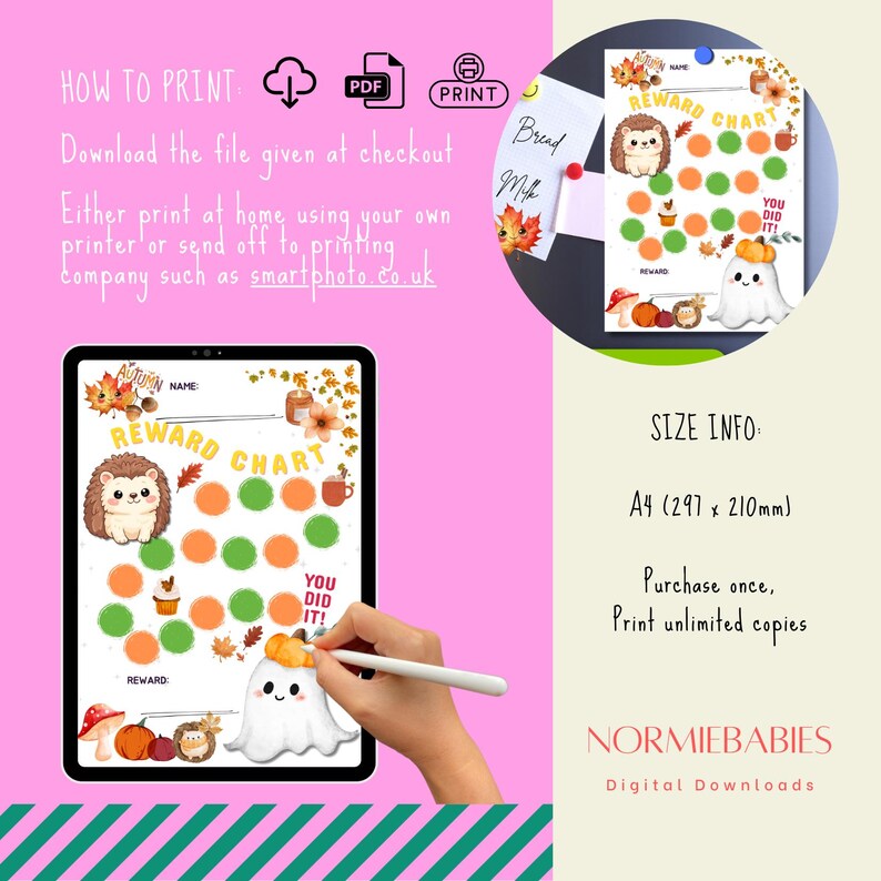 Printable Reward Chart | Autumn Time Theme | A4 / A3 Digital Download ...