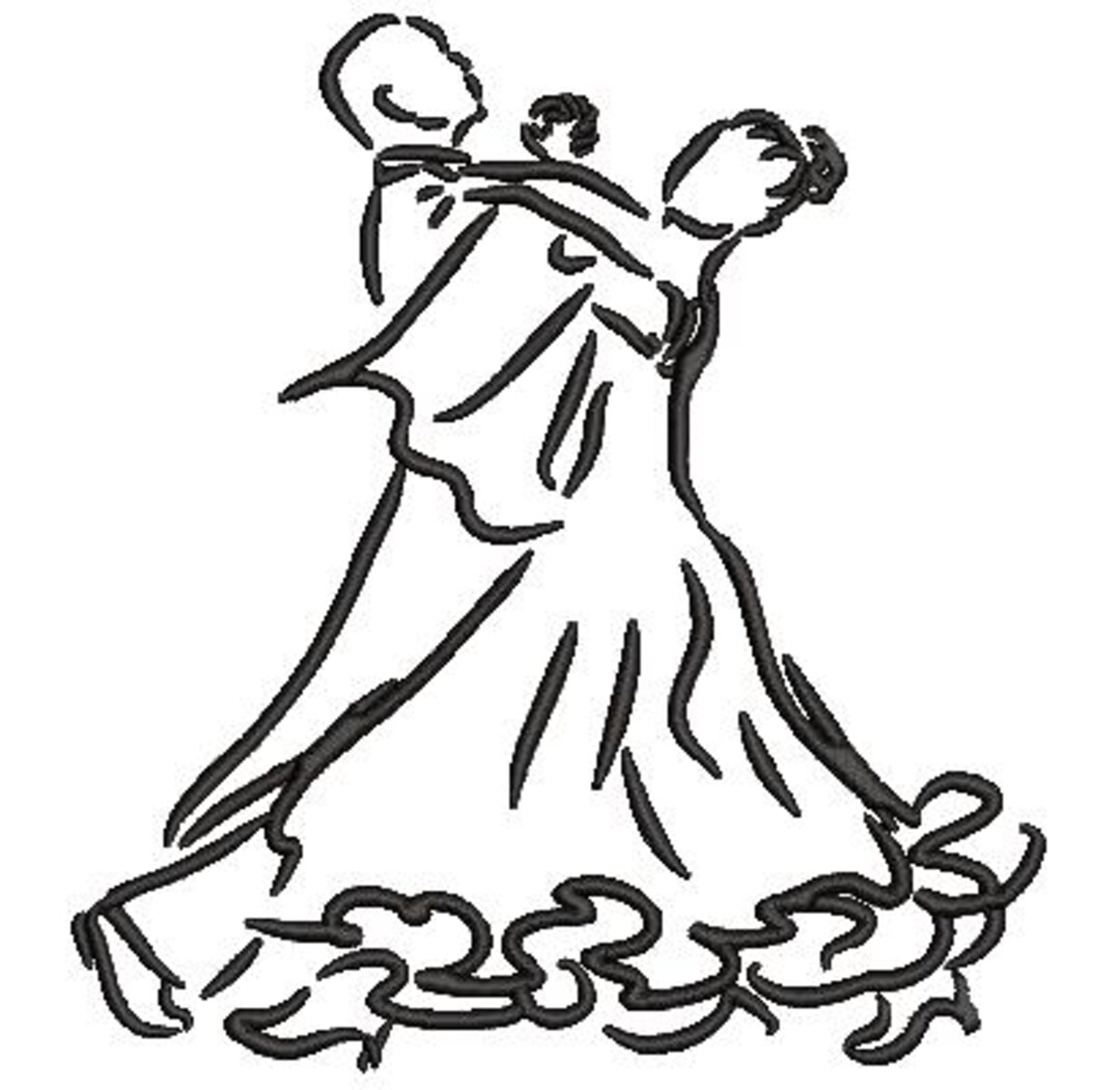 Ballroom Dancers Machine Embroidery Design Dancing Couple Outline ...