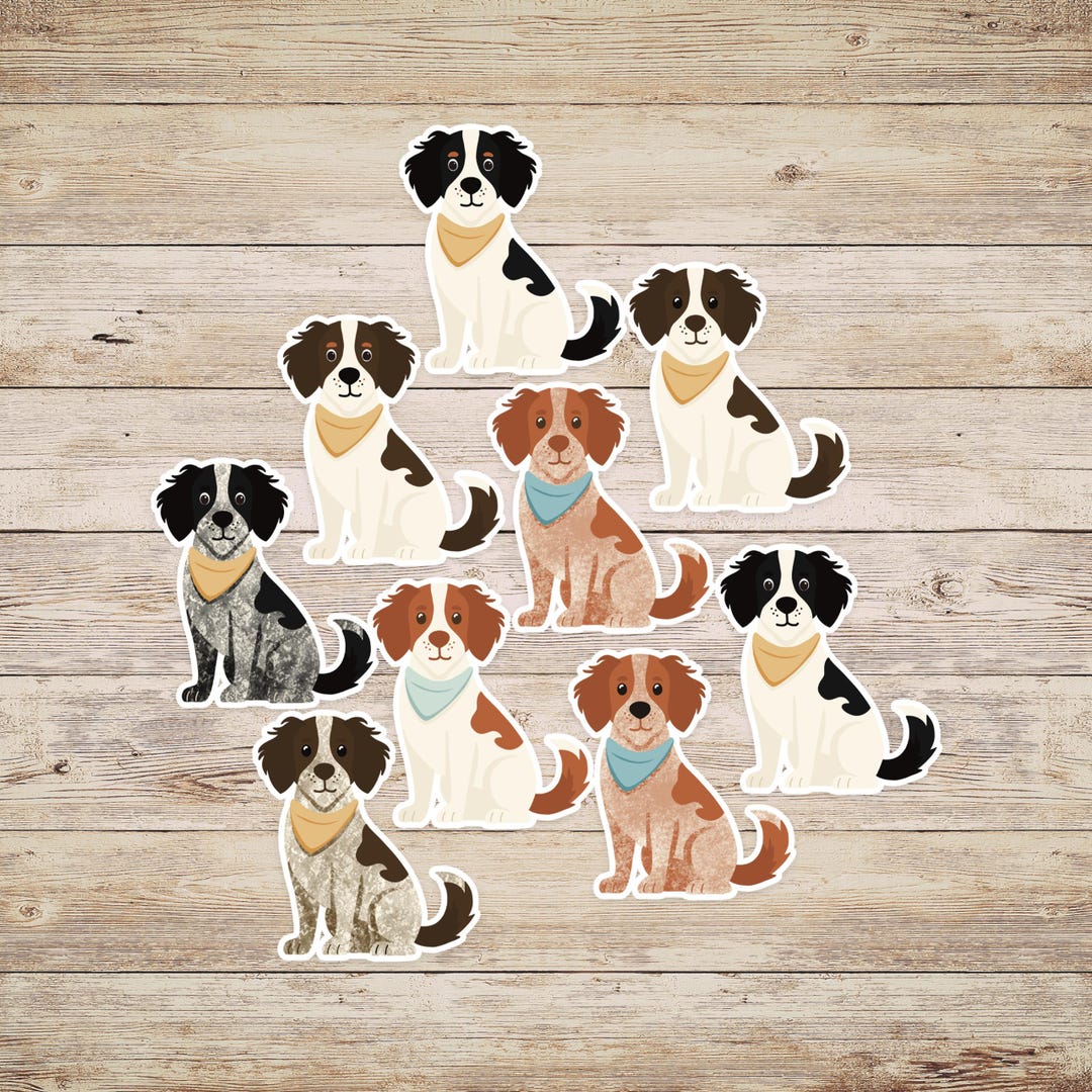 Cute Brittany Spaniel Dog Vinyl Waterproof Stickers and Decals, 9 Color ...