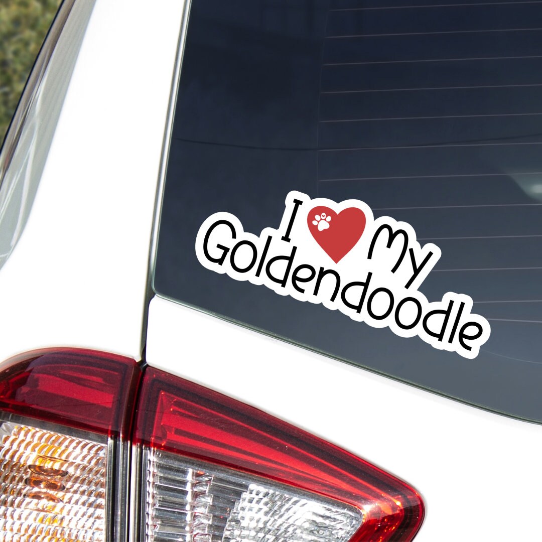 Goldendoodle Waterproof Vinyl Car Window Decal, Adorable Doodle Dog ...